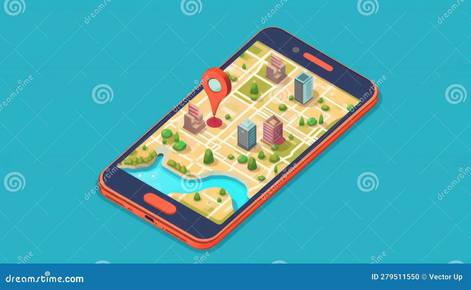 Cell Phone with Map and Location Icon. Generative AI Stock Photo ...