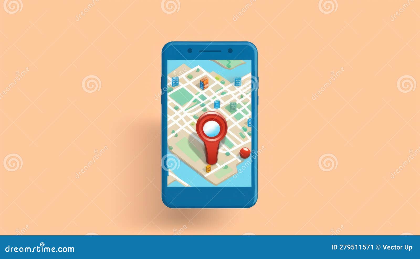 Cell Phone with Map and Location Icon. Generative AI Stock Illustration ...