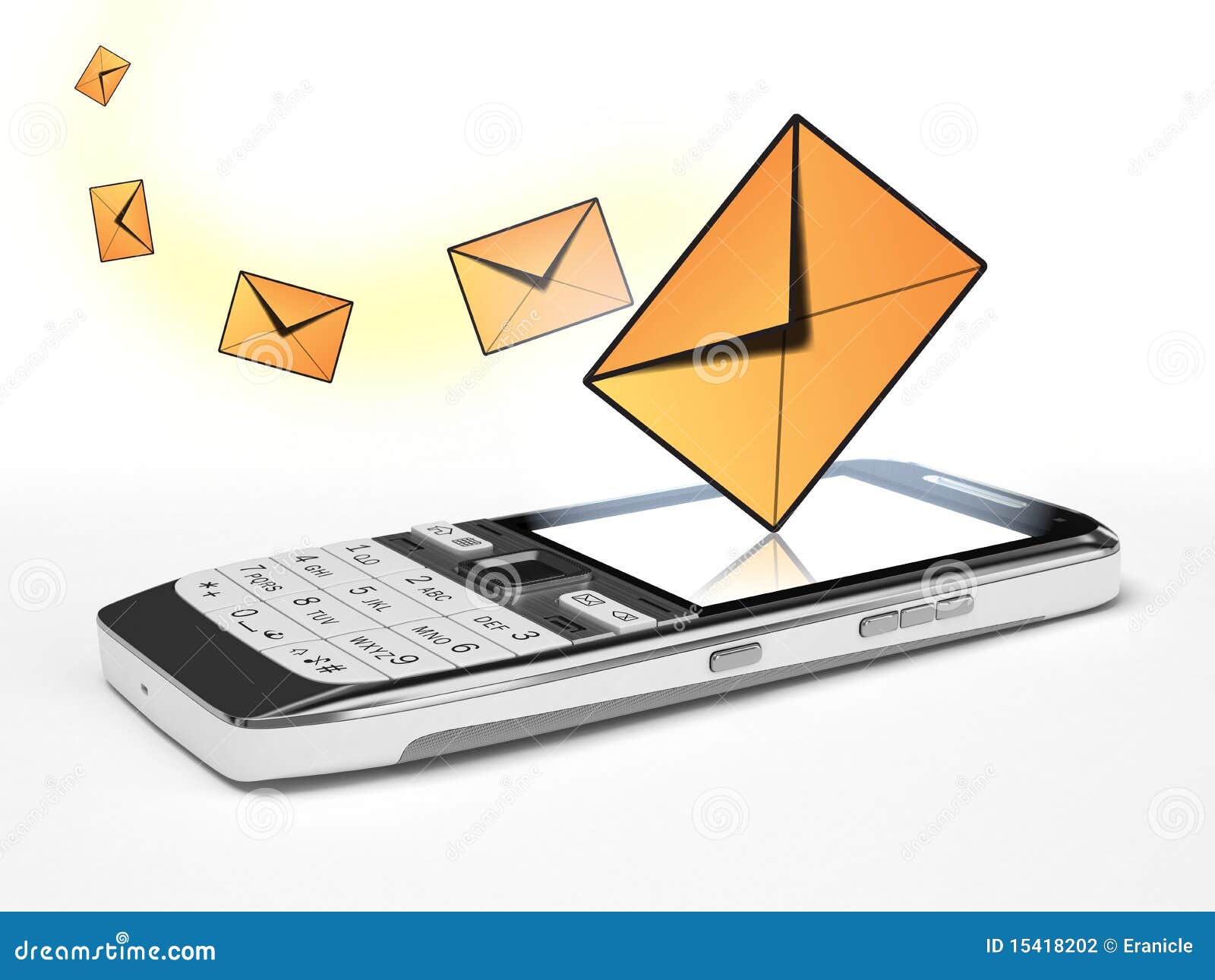 Cell phone with message stock illustration. Image of buttons - 15418202