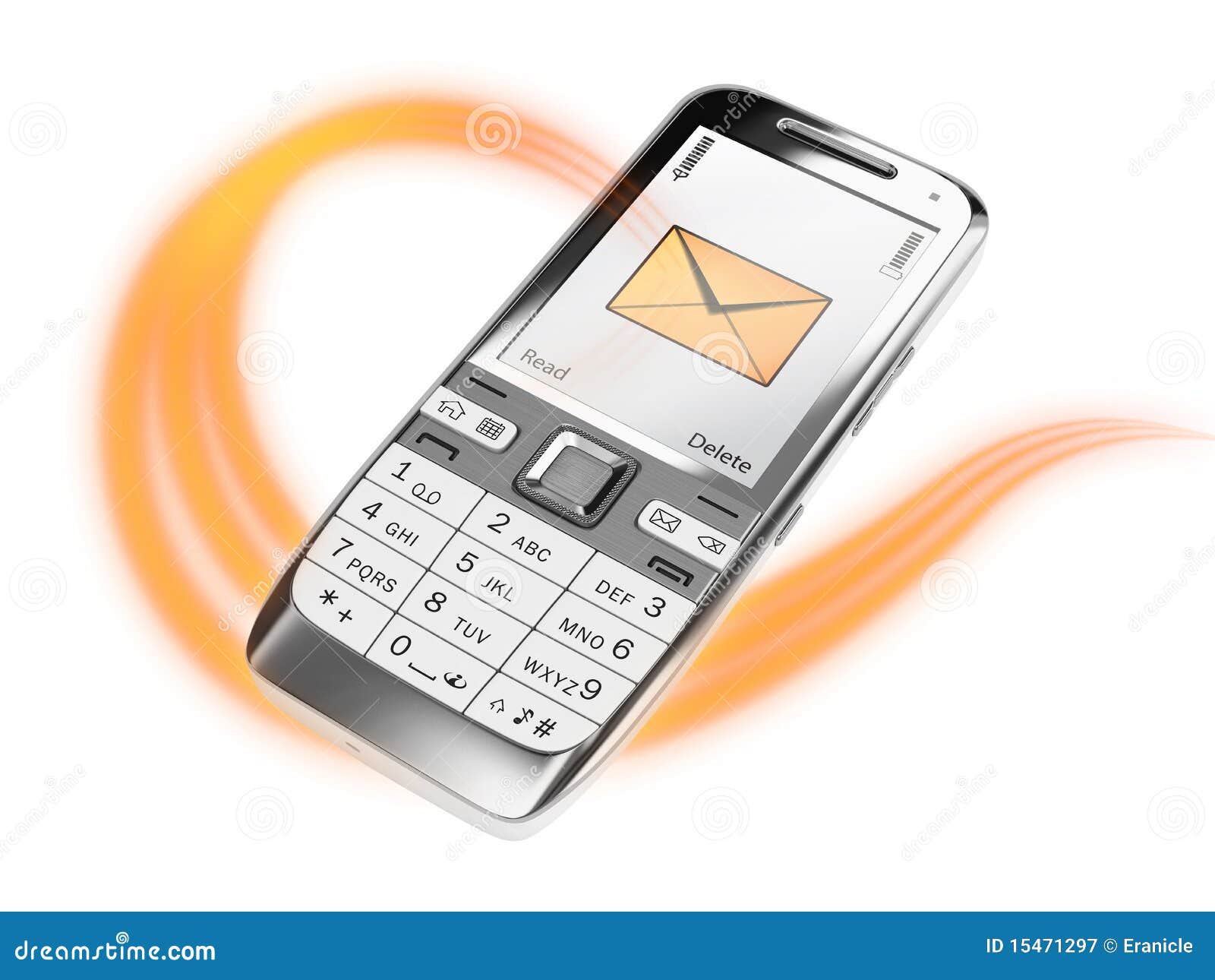 Cell phone with message stock illustration. Illustration of mail - 15471297