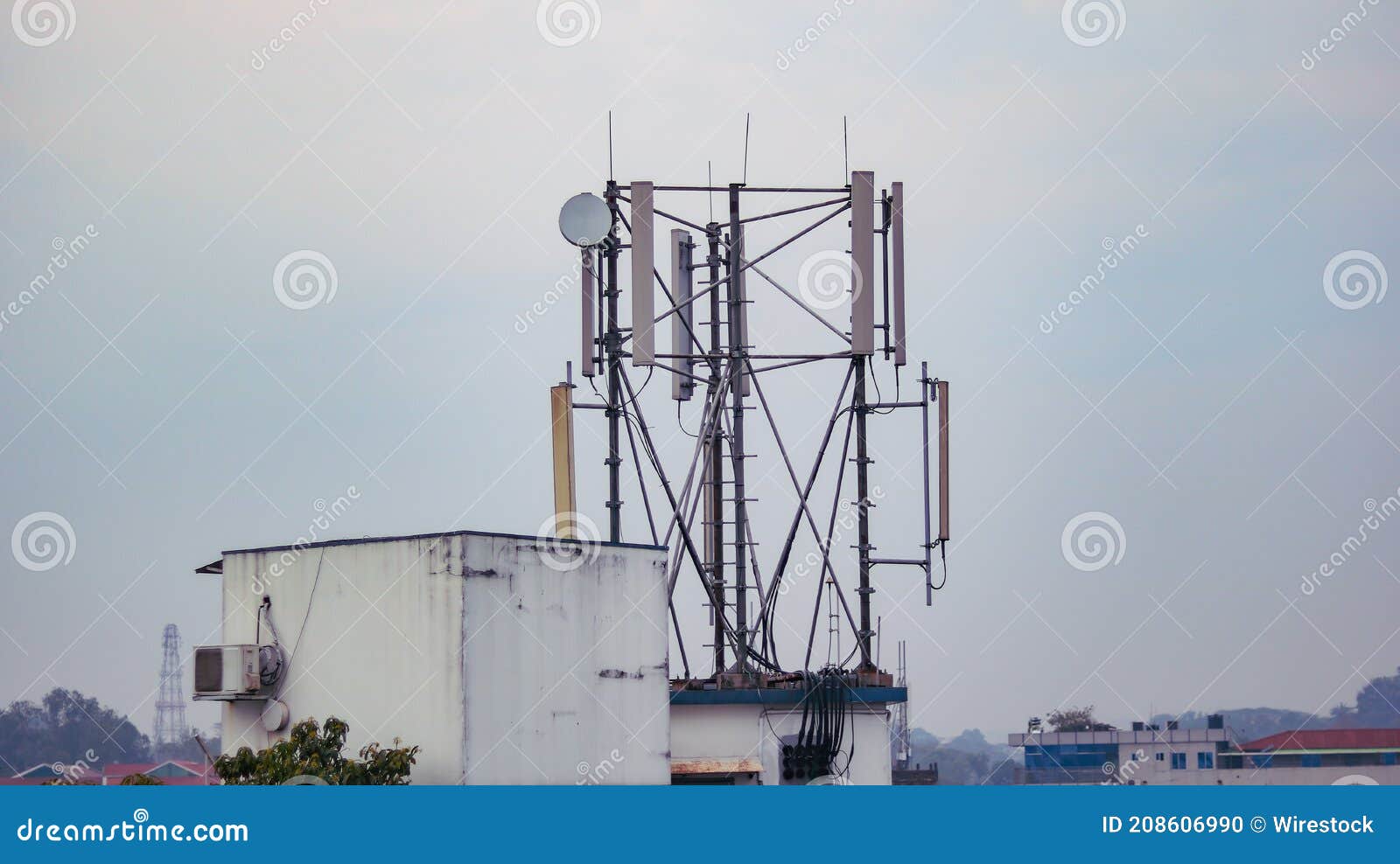 Cell Phone Network Tower in Daylight Stock Photo - Image of receive ...