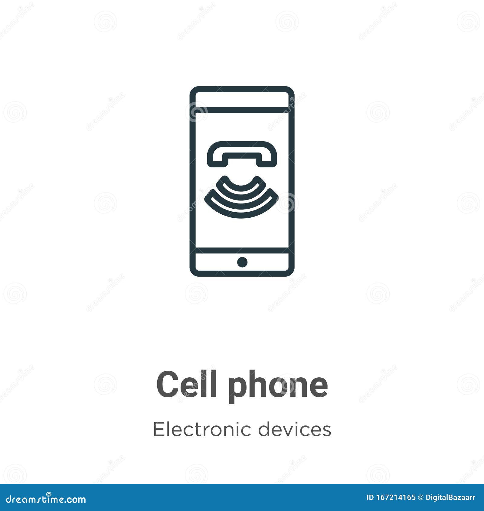 Cell Phone Outline Vector Icon. Thin Line Black Cell Phone Icon, Flat ...