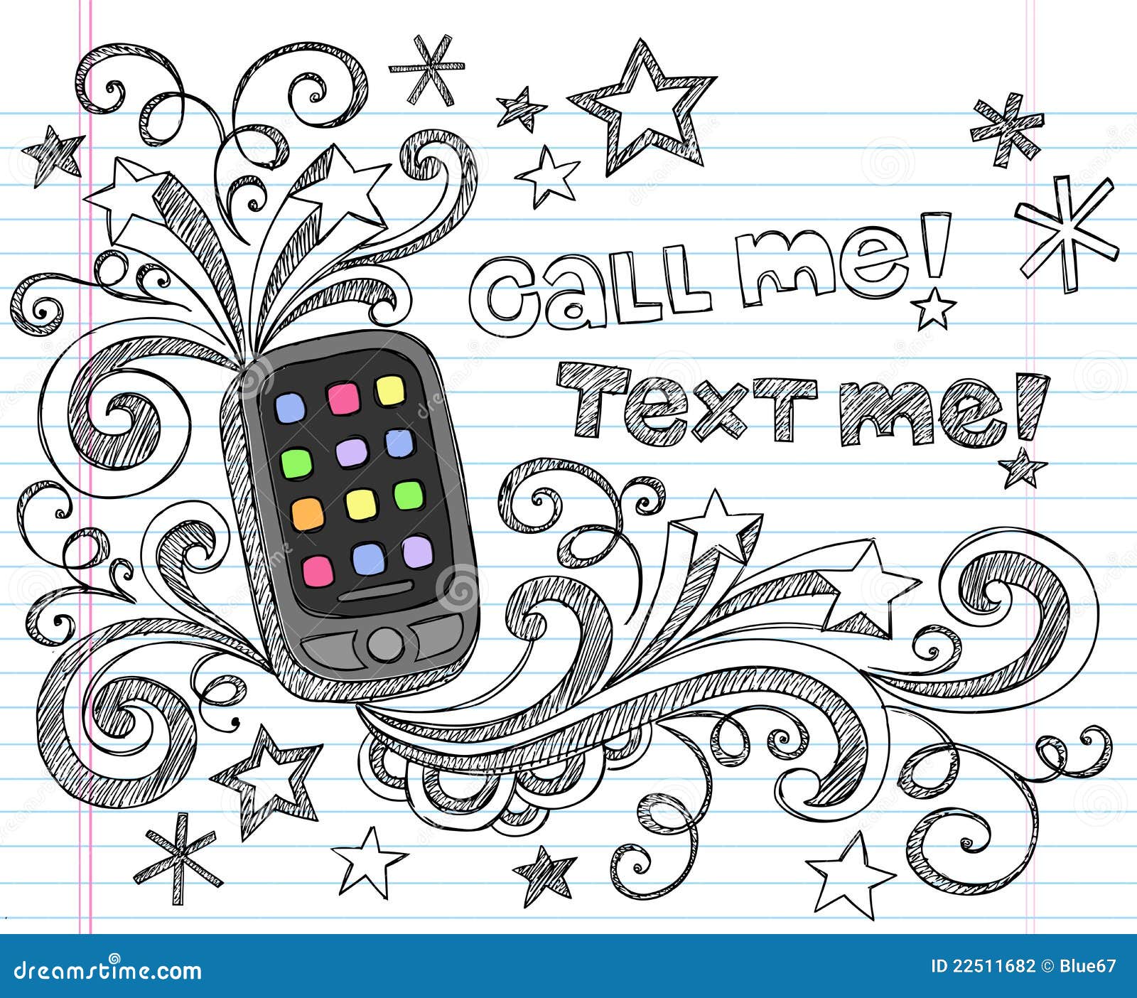 Cell Phone PDA Back To School Doodle Set Vector Stock Vector ...