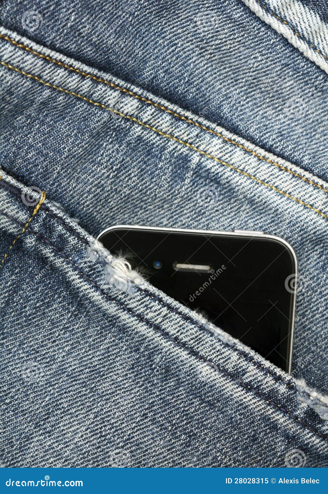 Cell phone in the pocket stock image. Image of leather - 28028315