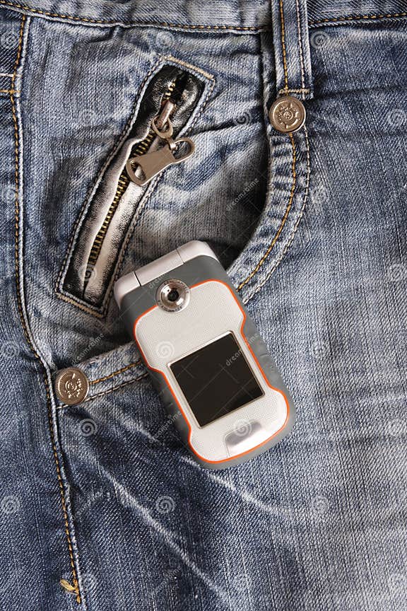 Cell phone in the pocket stock image. Image of group, cloth - 6013255