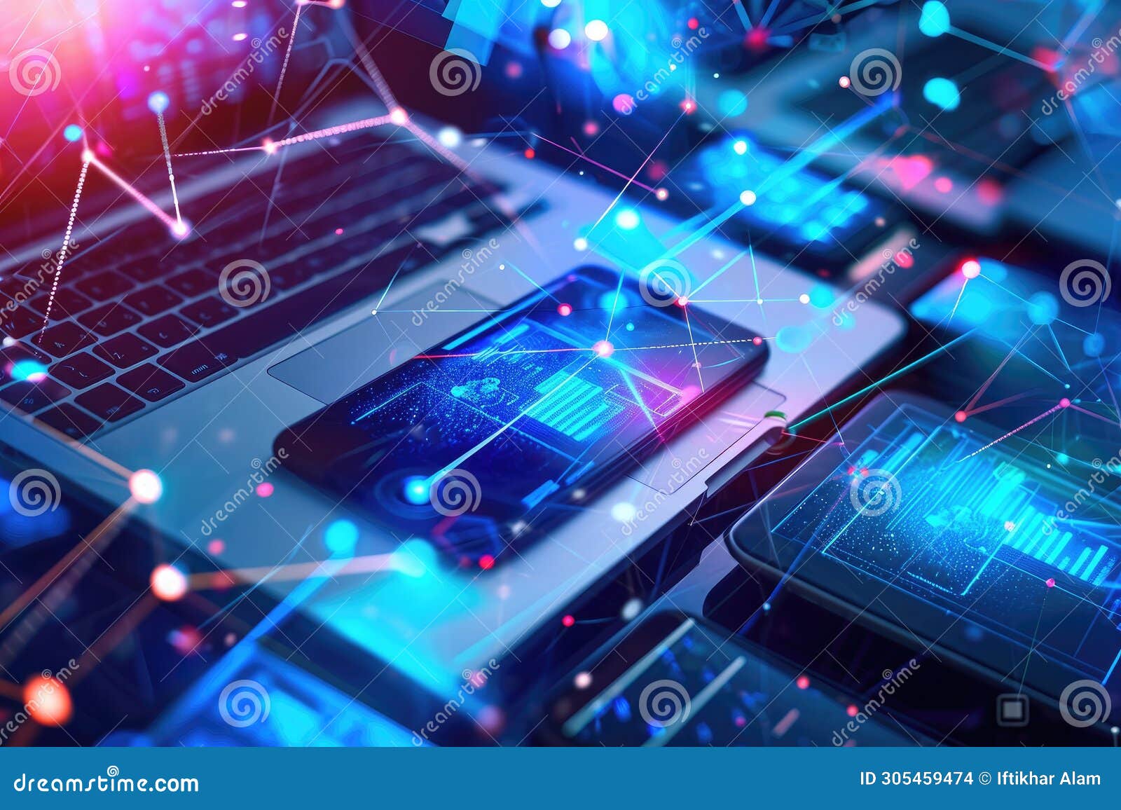 A Cell Phone is Positioned on the Surface of a Laptop Computer ...