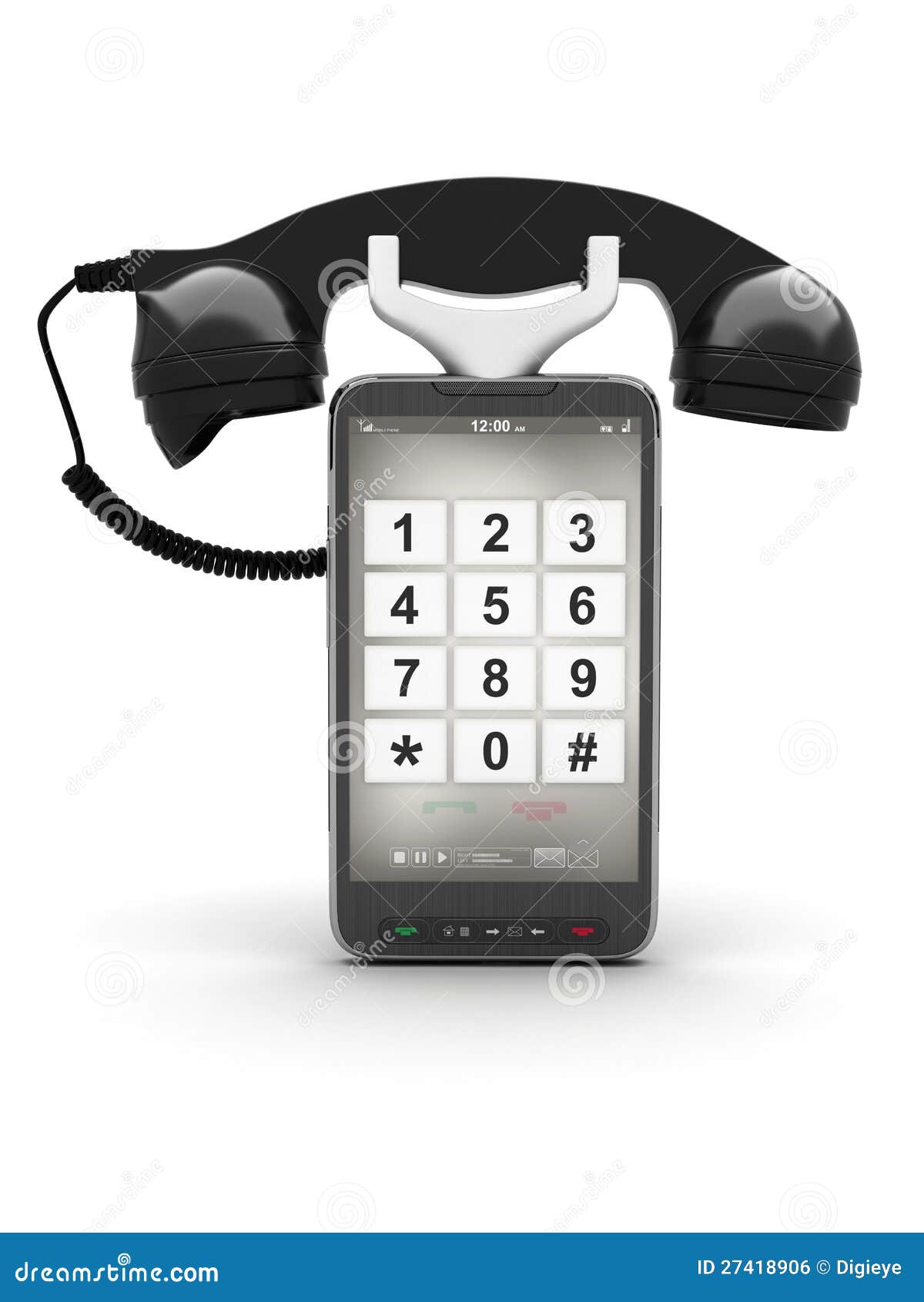 Cell Phone with Retro Receiver Stock Illustration - Illustration of ...