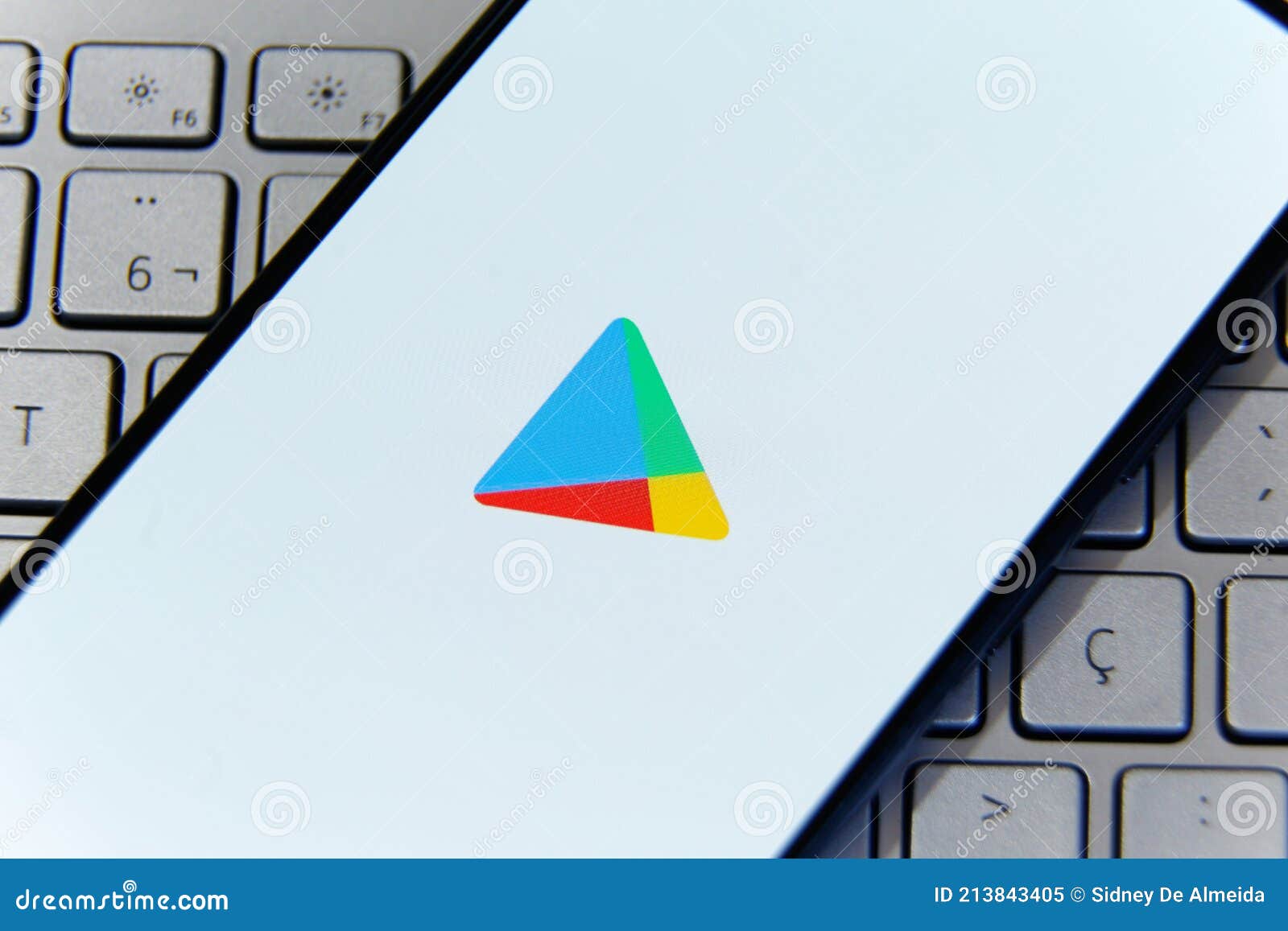 Cell Phone Screen with Google Play Store Application Editorial Image ...