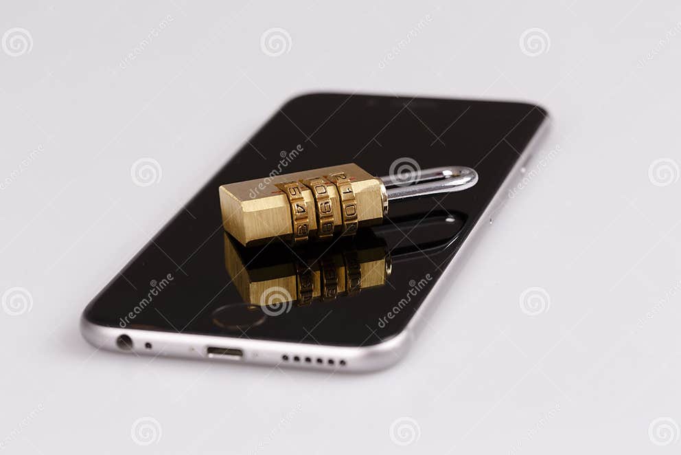 Cell Phone Security - Lock and Phone on White Stock Image - Image of ...