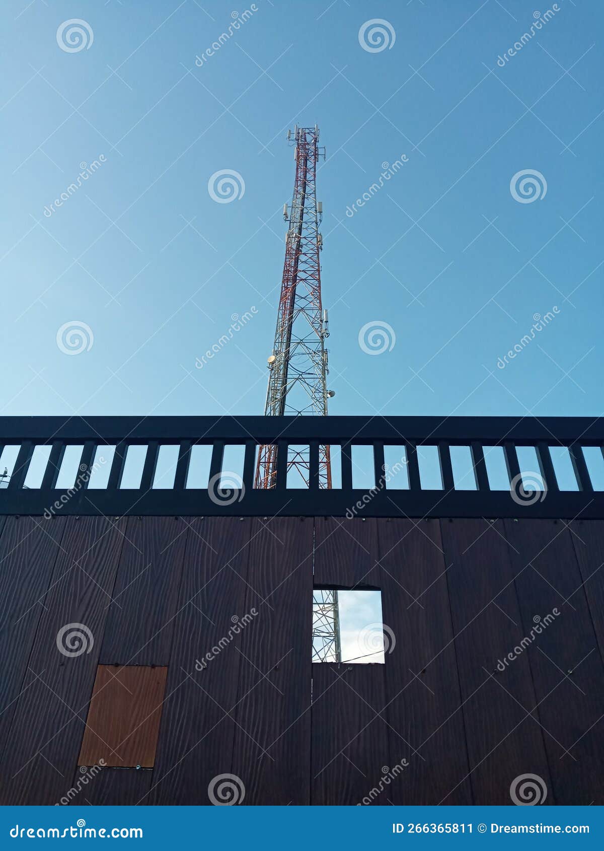 Cell Phone Signal Tower on a Clear Sky Stock Image - Image of line ...