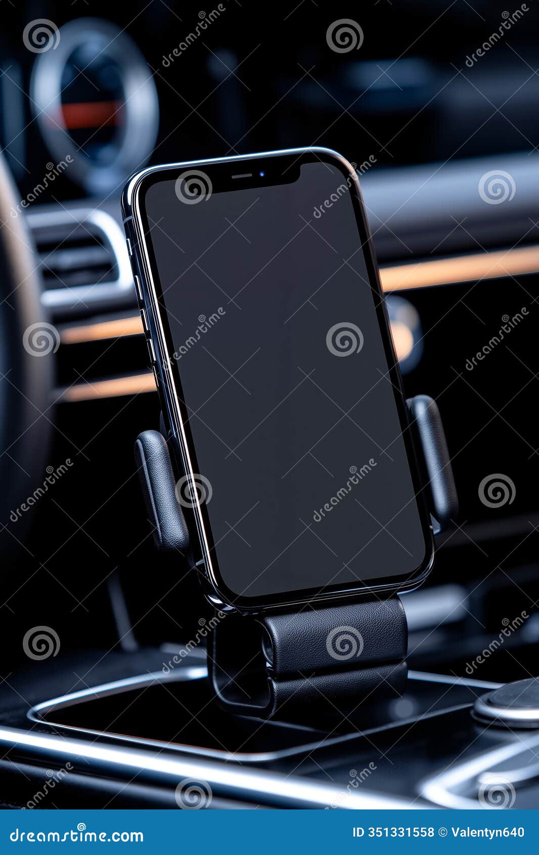 A Cell Phone is Sitting in the Center Console of a Car Stock Photo ...
