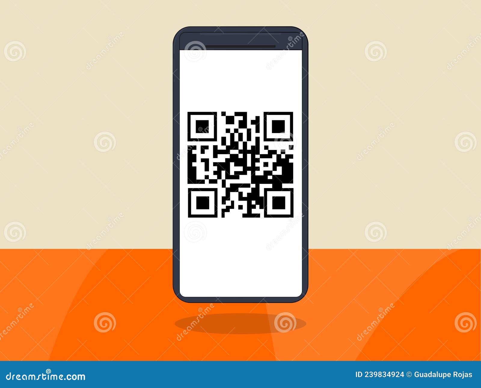 Cell Phone or Smartphone with a Qr Code To Scan Stock Illustration ...