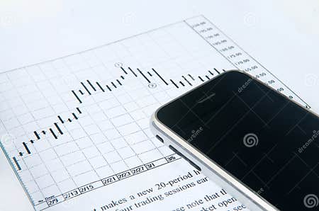 Cell Phone with Stock Chart Stock Image - Image of greed, business ...