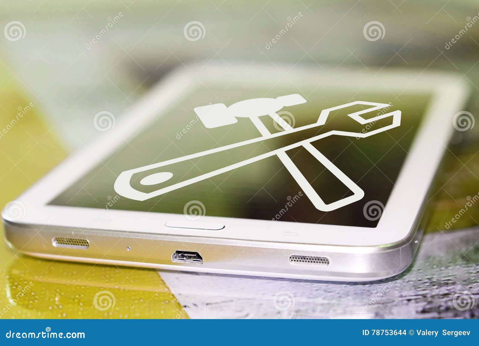 Cell Phone and a Symbol of Service . Stock Photo - Image of handset ...