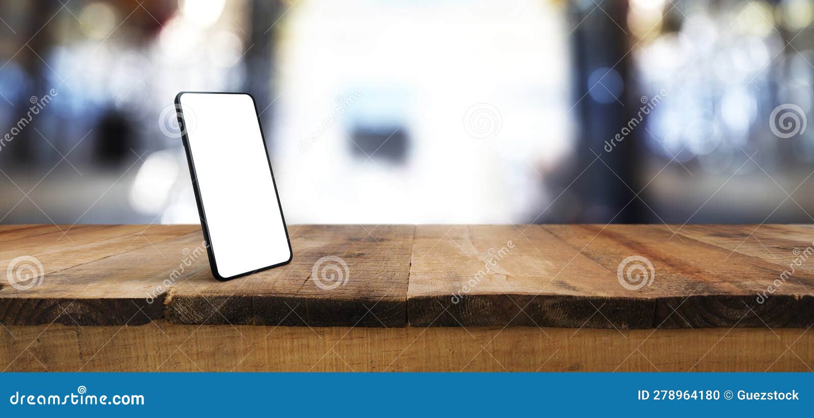 Cell Phone on a Table with White Screen Stock Illustration ...