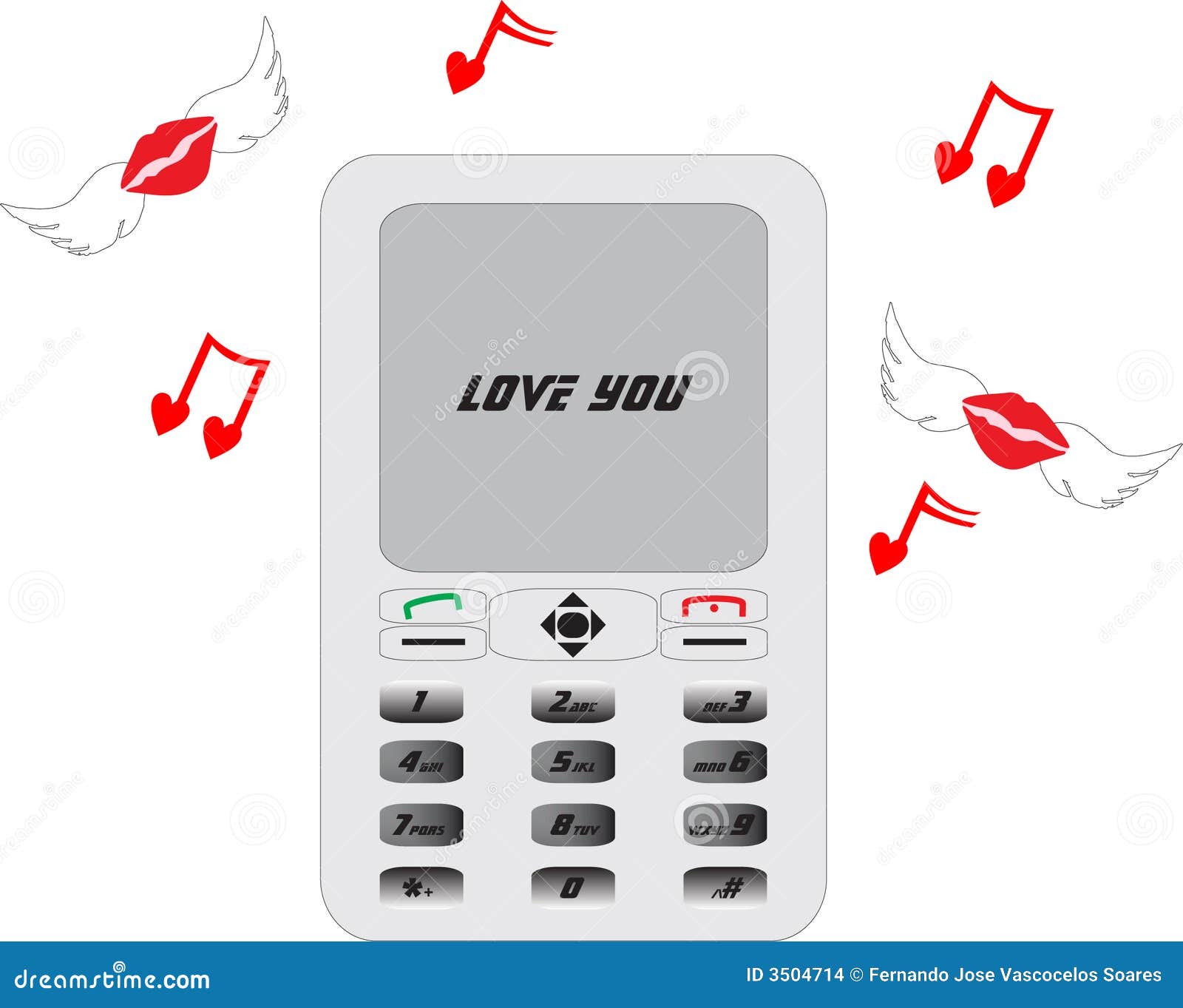 Cell Phone with Text Love You Stock Vector - Illustration of cellular ...