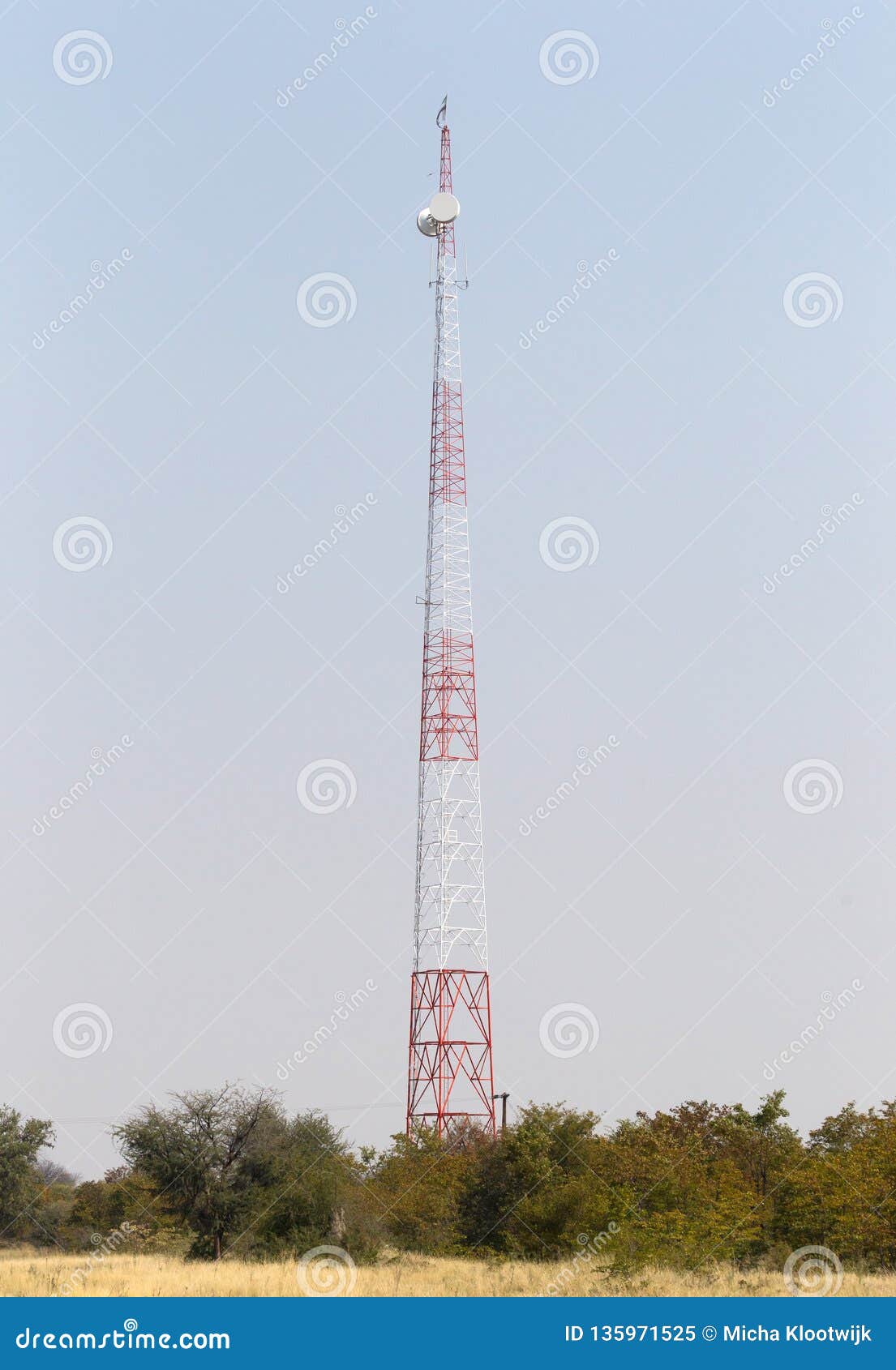 Cell Phone Tower or Mobile Cell Site with Blue Sky Background Stock ...