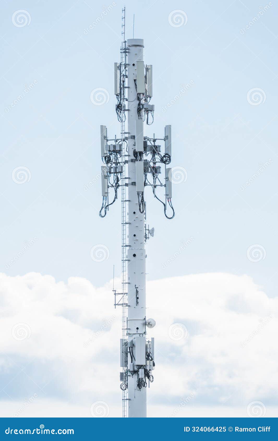 Cell Phone Tower Standing Tall for Telecommunications with Antenna in ...