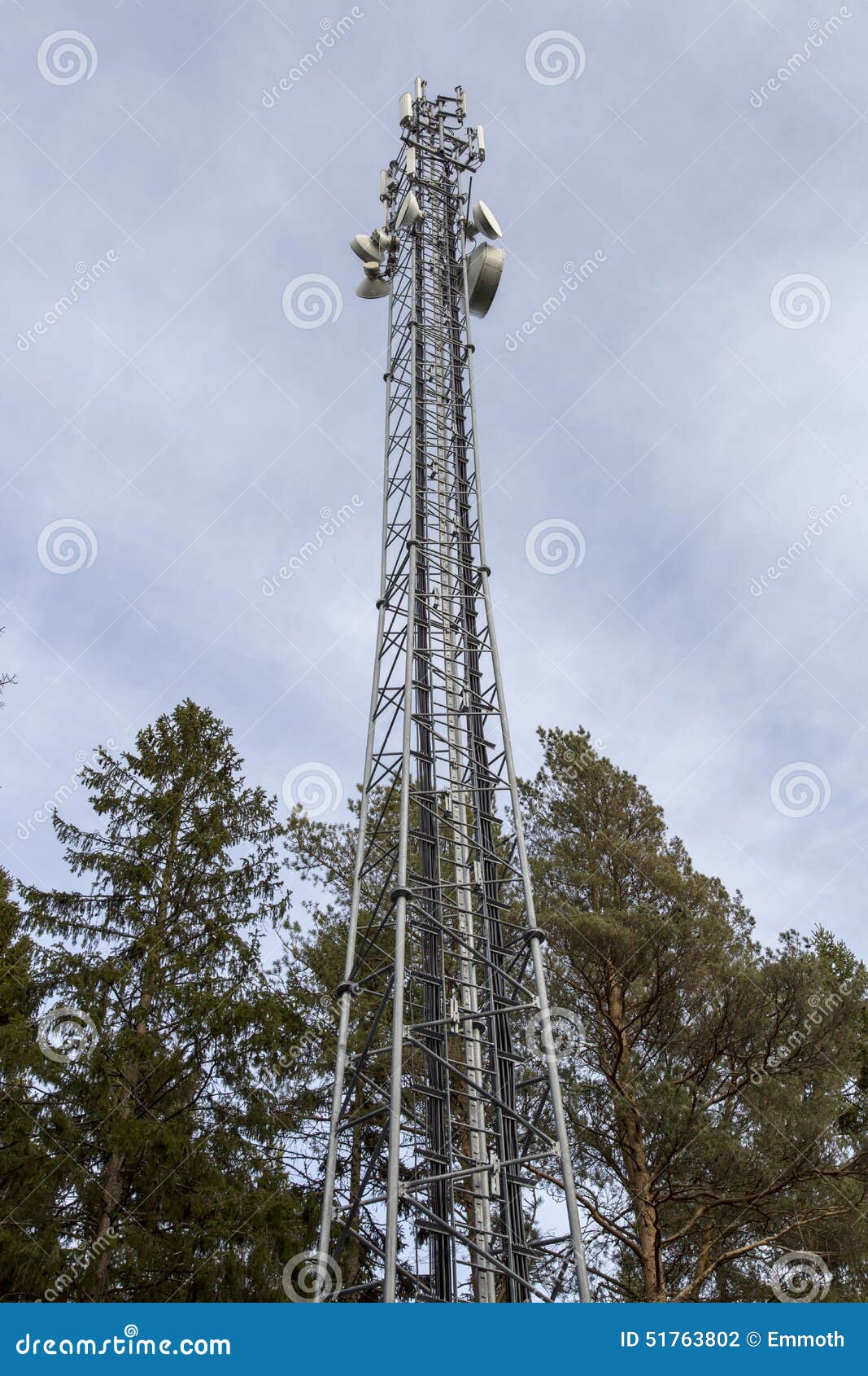 Cell Phone Tower with Trees Stock Photo - Image of service, technology ...