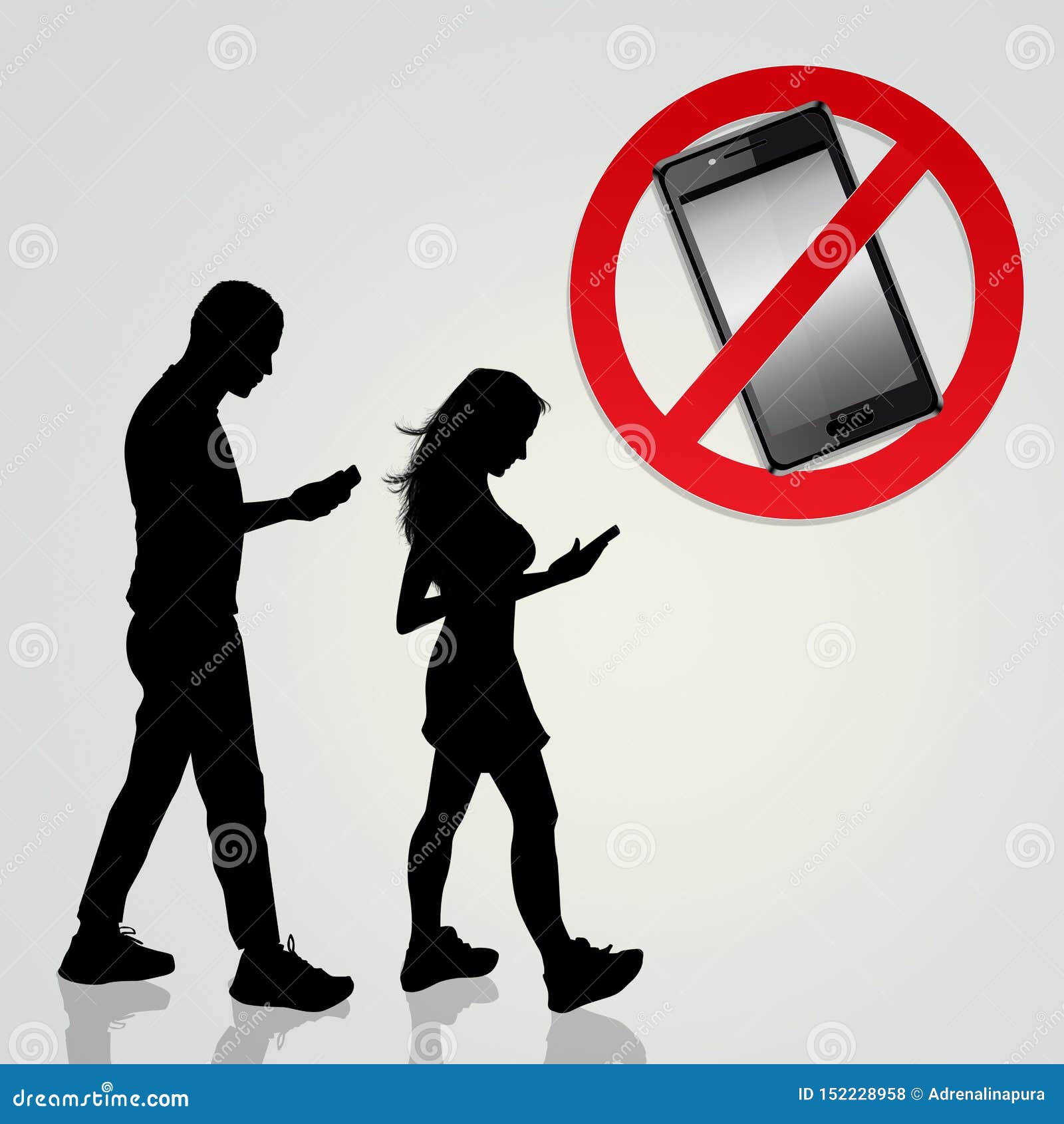 Cell phone use prohibited stock illustration. Illustration of attention ...