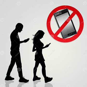 Cell phone use prohibited stock illustration. Illustration of attention ...