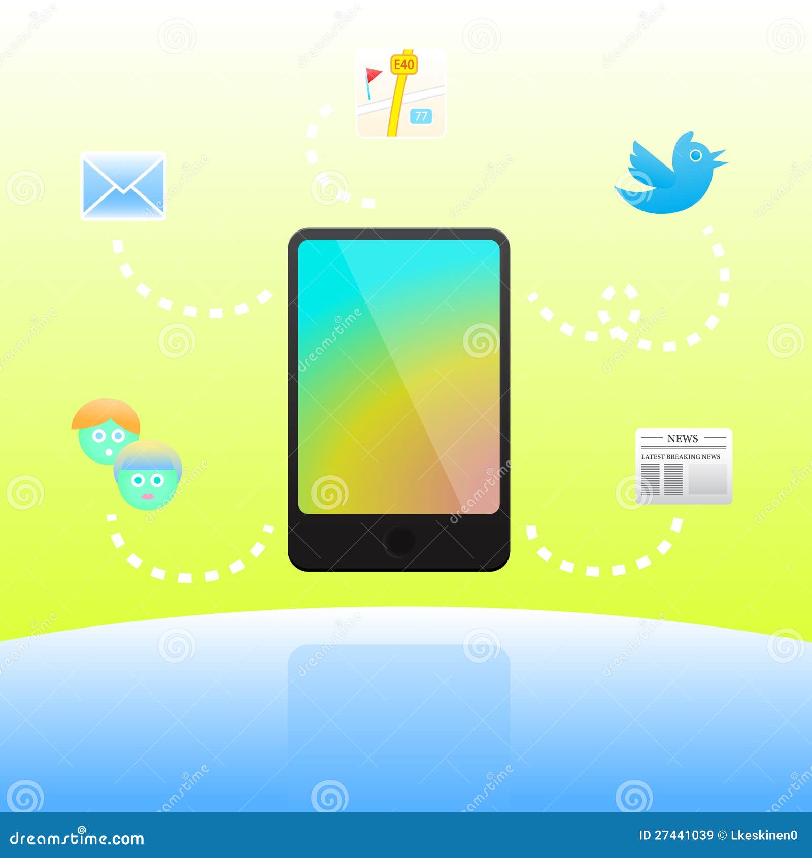 Cell Phone with Useful Features Stock Vector - Illustration of screen ...