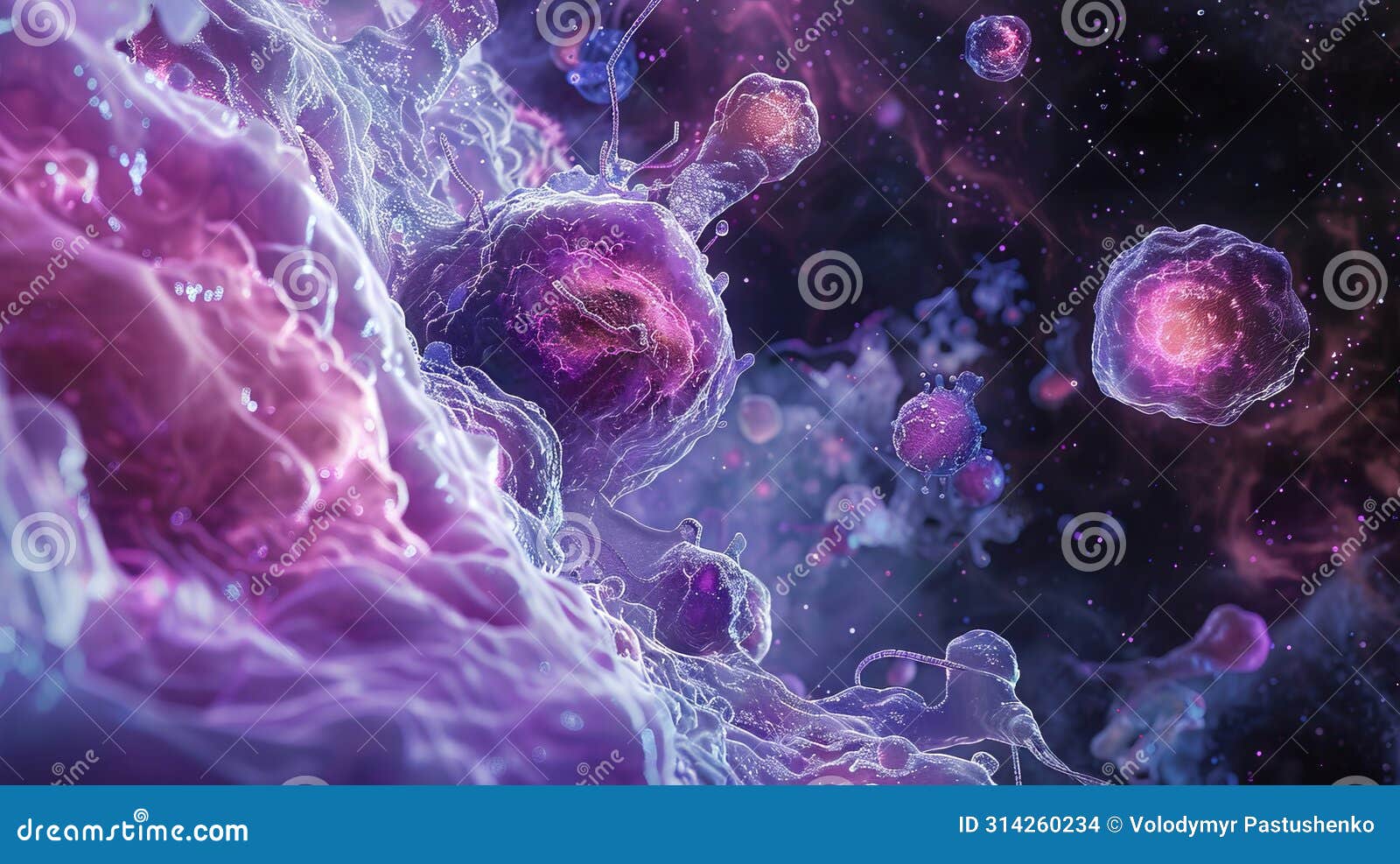 A Cell with Purple and Blue Cells Stock Photo - Image of creature ...