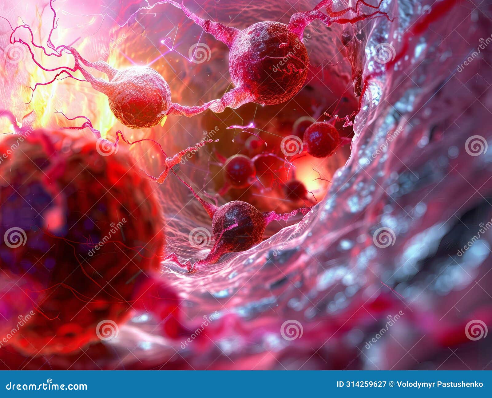A Cell with Red Blood Cells and a Red Cell Stock Image - Image of ...
