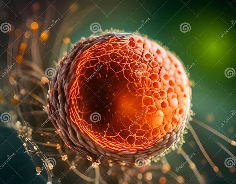 The Cell Seen Under a Microscope, Generative.ai Stock Illustration ...