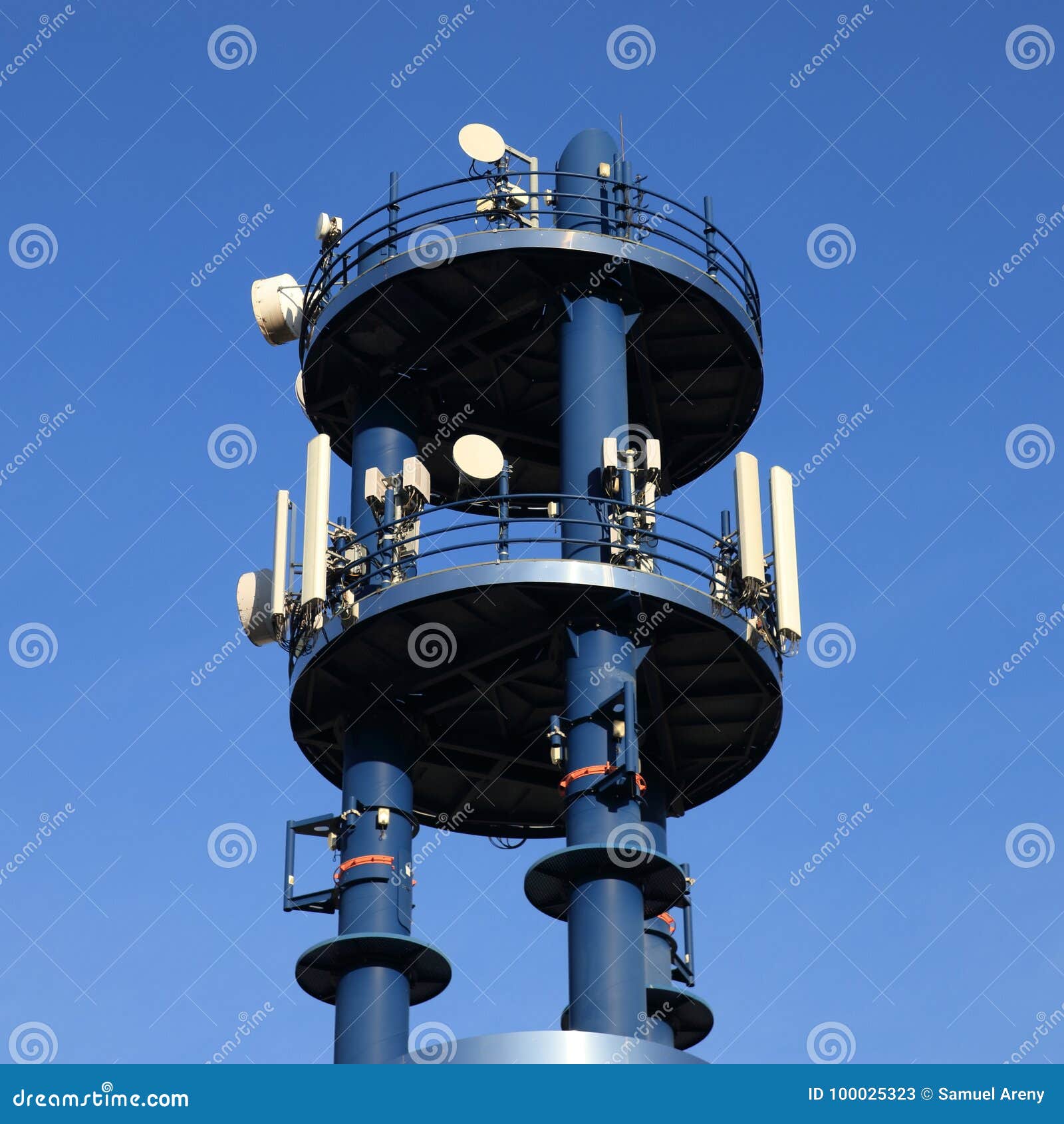 Cell site or cell tower stock image. Image of steel - 100025323