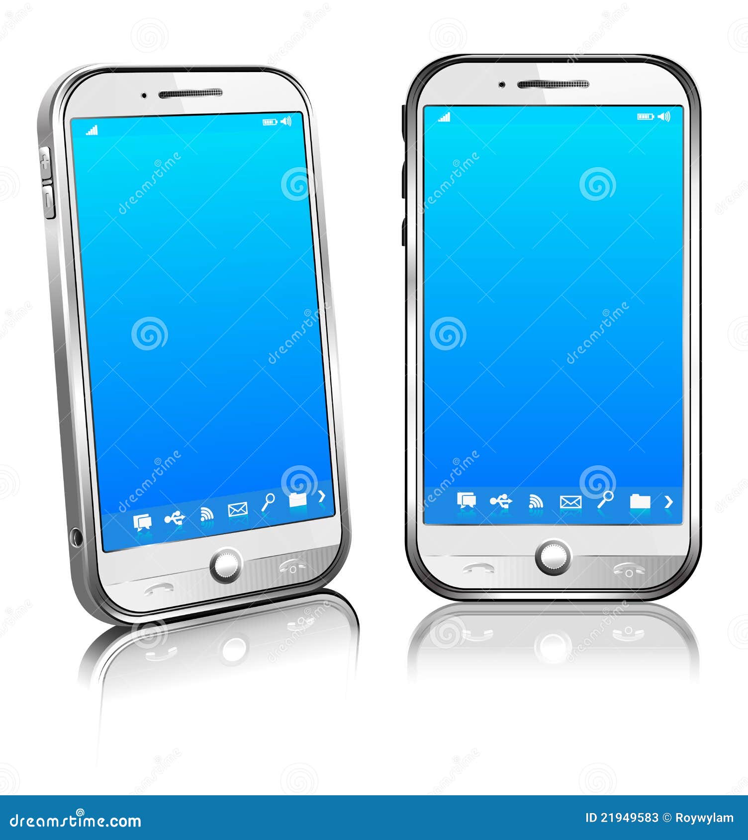 Cell Smart Mobile Phone White 3D and 2D Stock Vector - Illustration of ...
