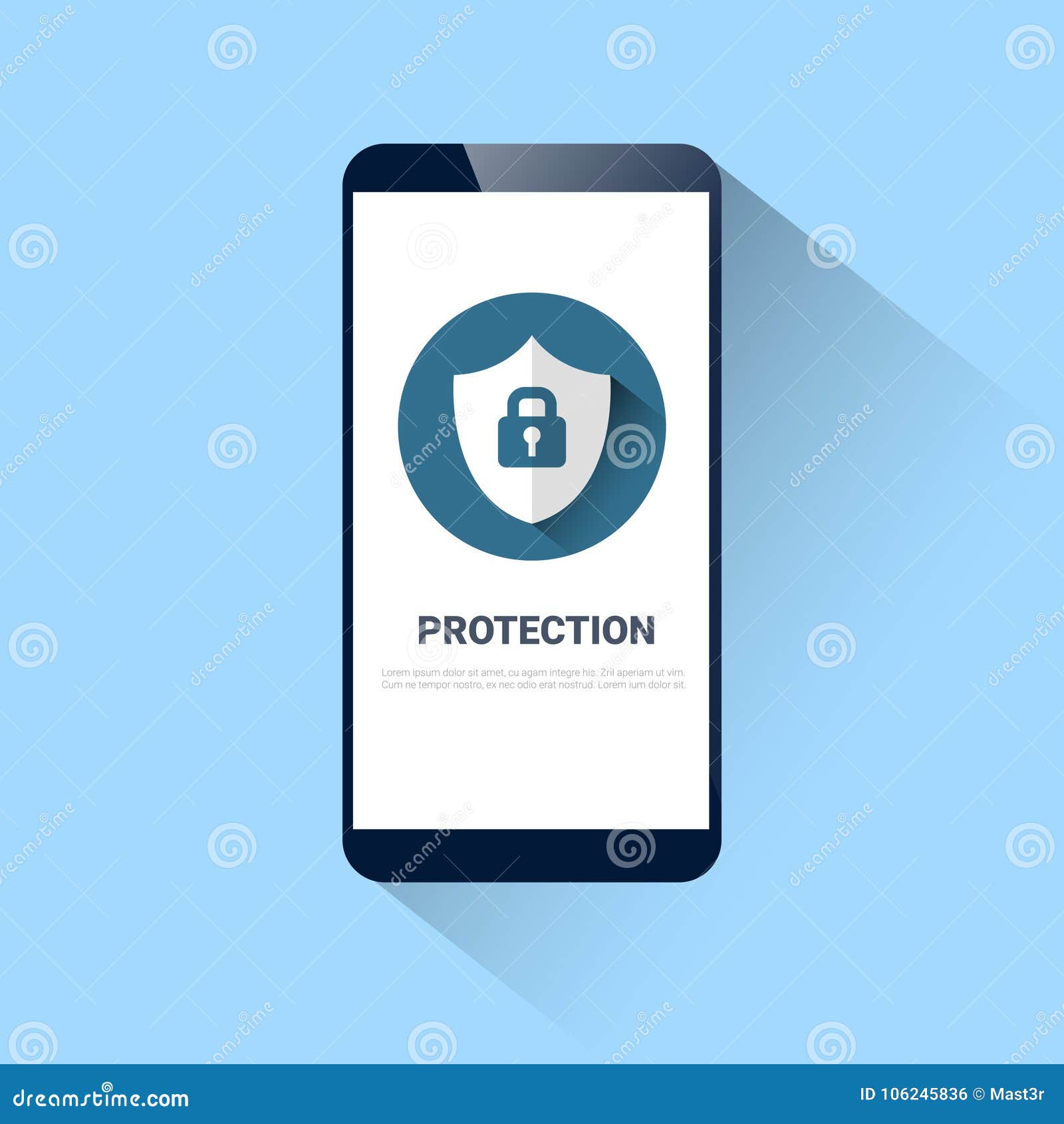 Cell Smart Phone with Lock on Shield Icon Protection Stock Vector ...