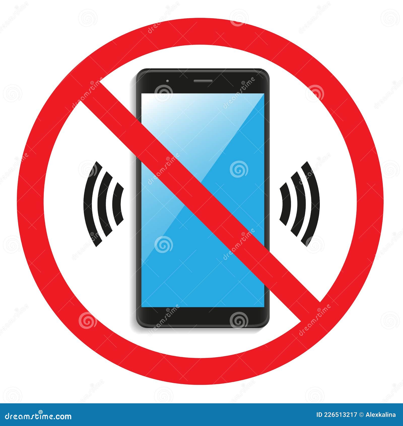 Cell Telephone Warning Stop Sign Icon. Push Button Phone Turn Off ...