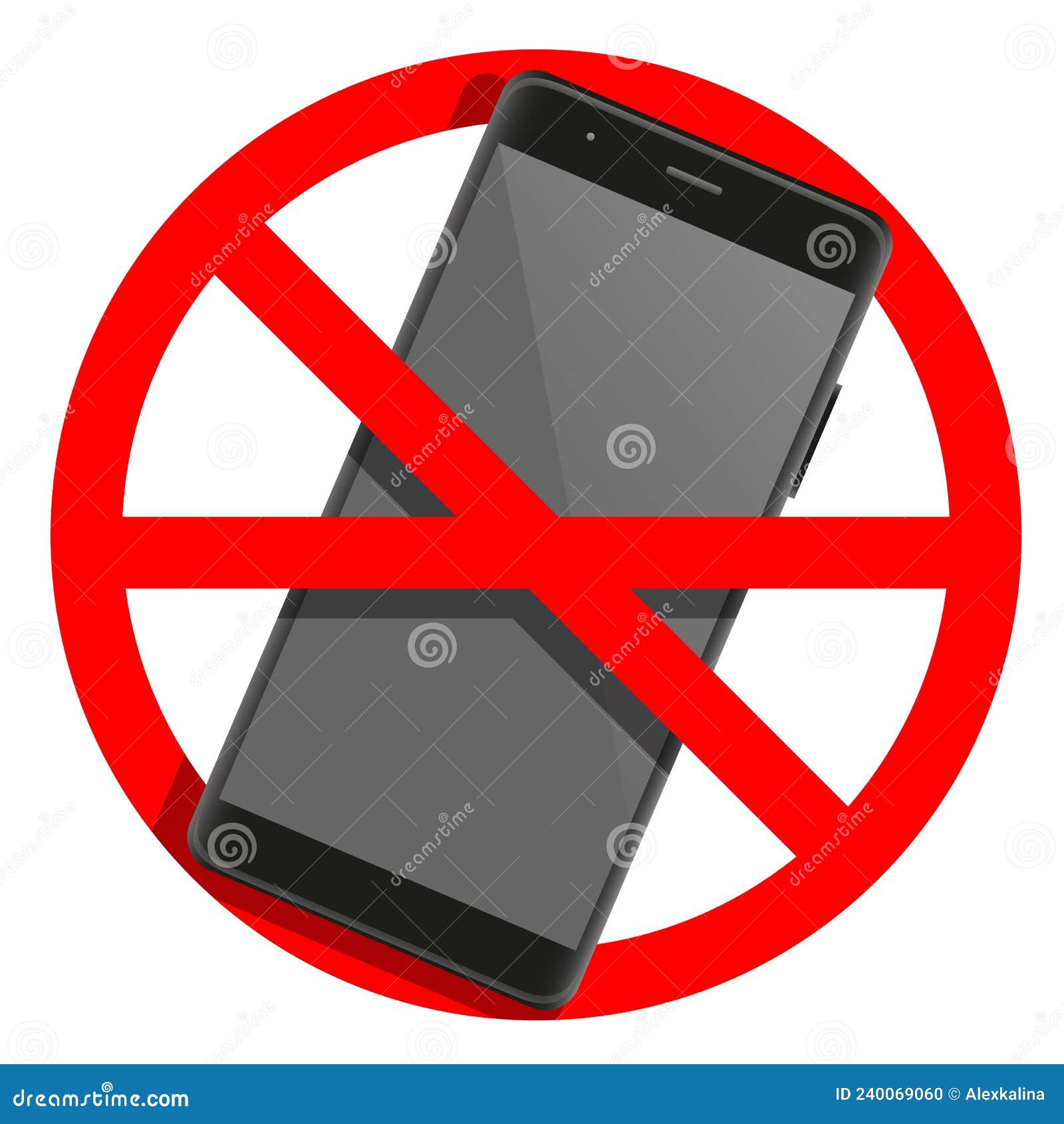 Cell Telephone Warning Stop Sign Icon. Push Button Phone Turn Off Stock ...