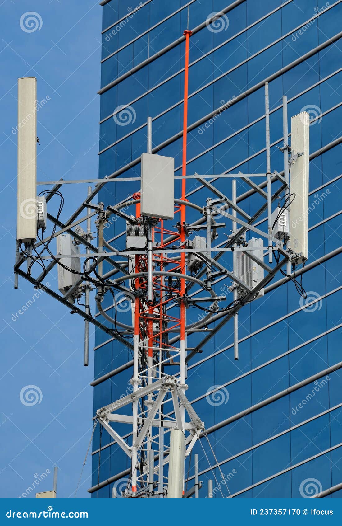 Cell Tower Antenna in Urban Environment Stock Photo - Image of safety ...