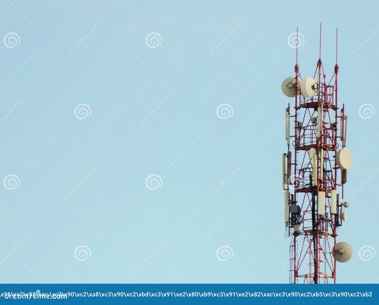Mobile Operator Tower on a Background of Blue Sky Stock Image - Image ...