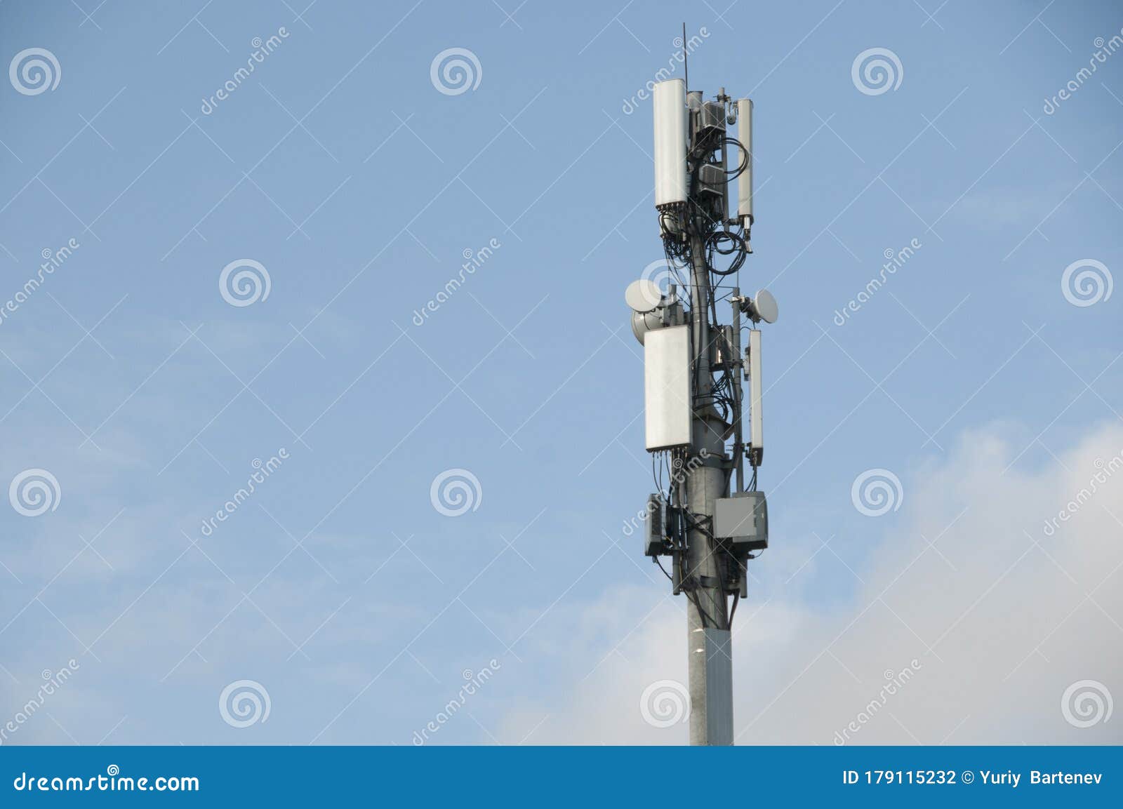 Cell Tower Closeup Against a White Sky. Stock Photo - Image of energy ...
