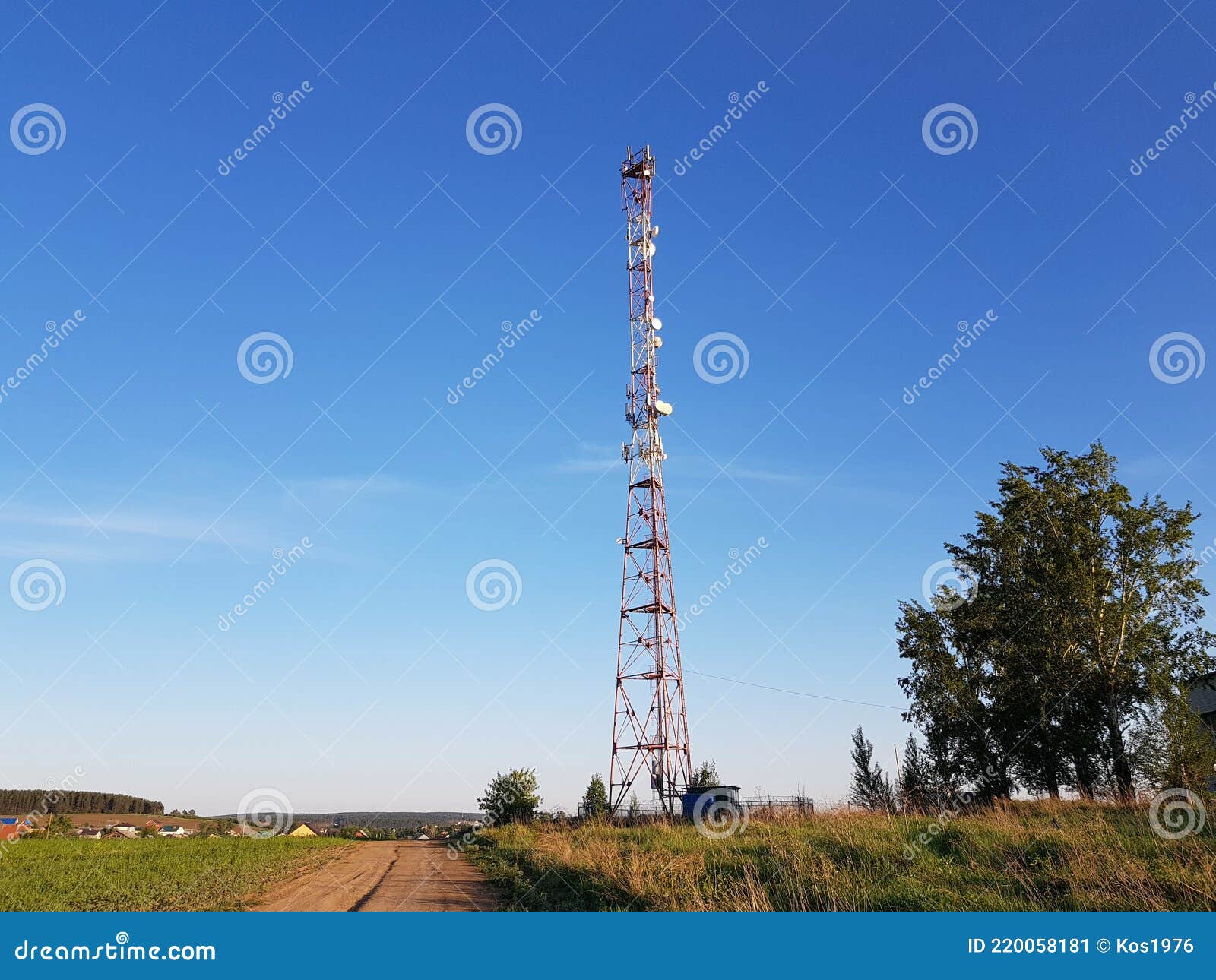 Cell tower in the field stock image. Image of organic - 220058181