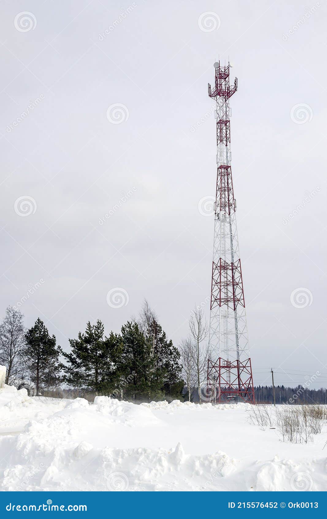 Cell tower in the field stock photo. Image of construction - 215576452