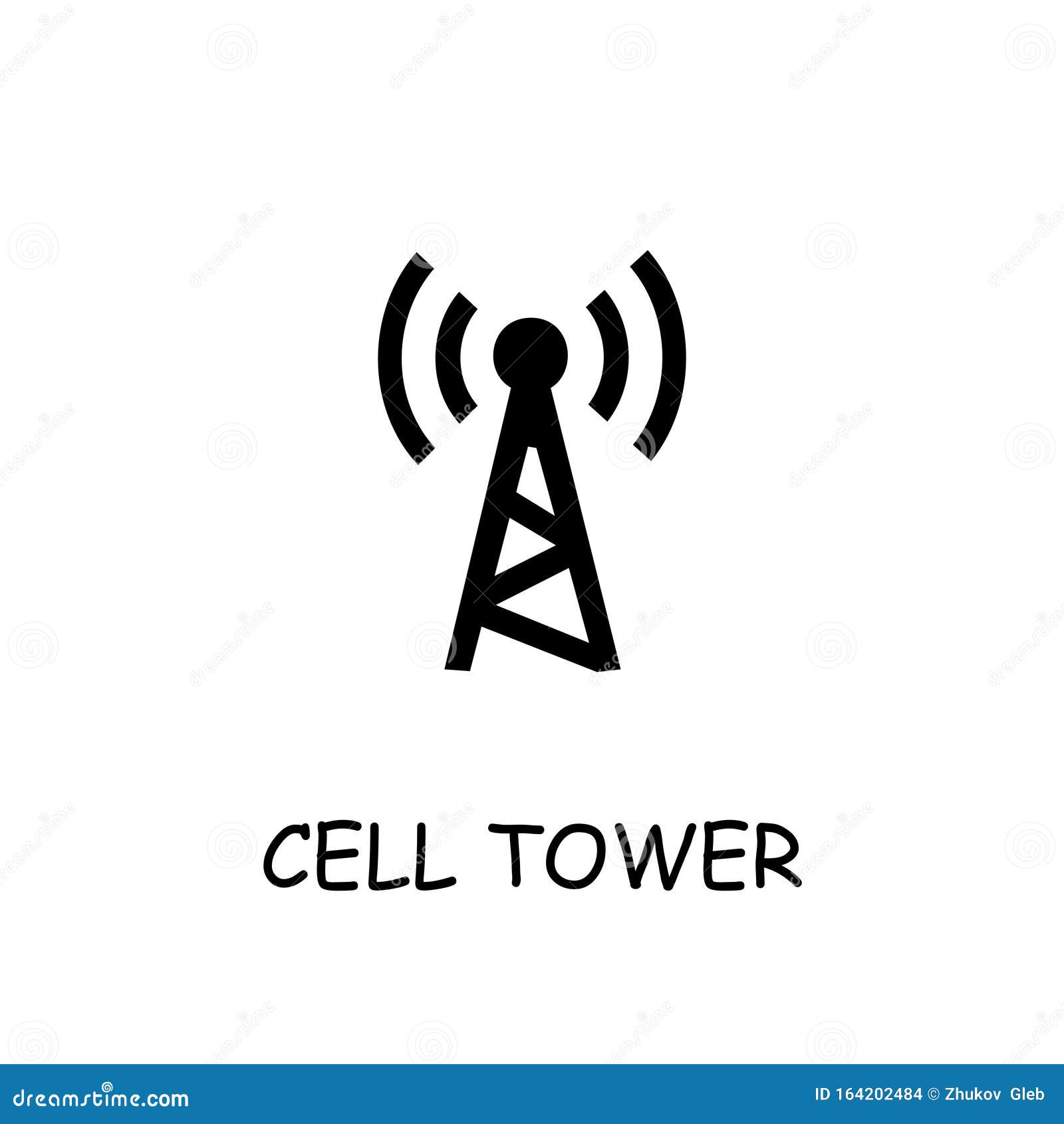 Cell Tower Flat Vector Icon Stock Illustration - Illustration of global ...