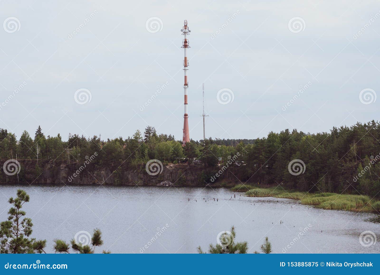 Cell tower in the forest stock image. Image of digital - 153885875