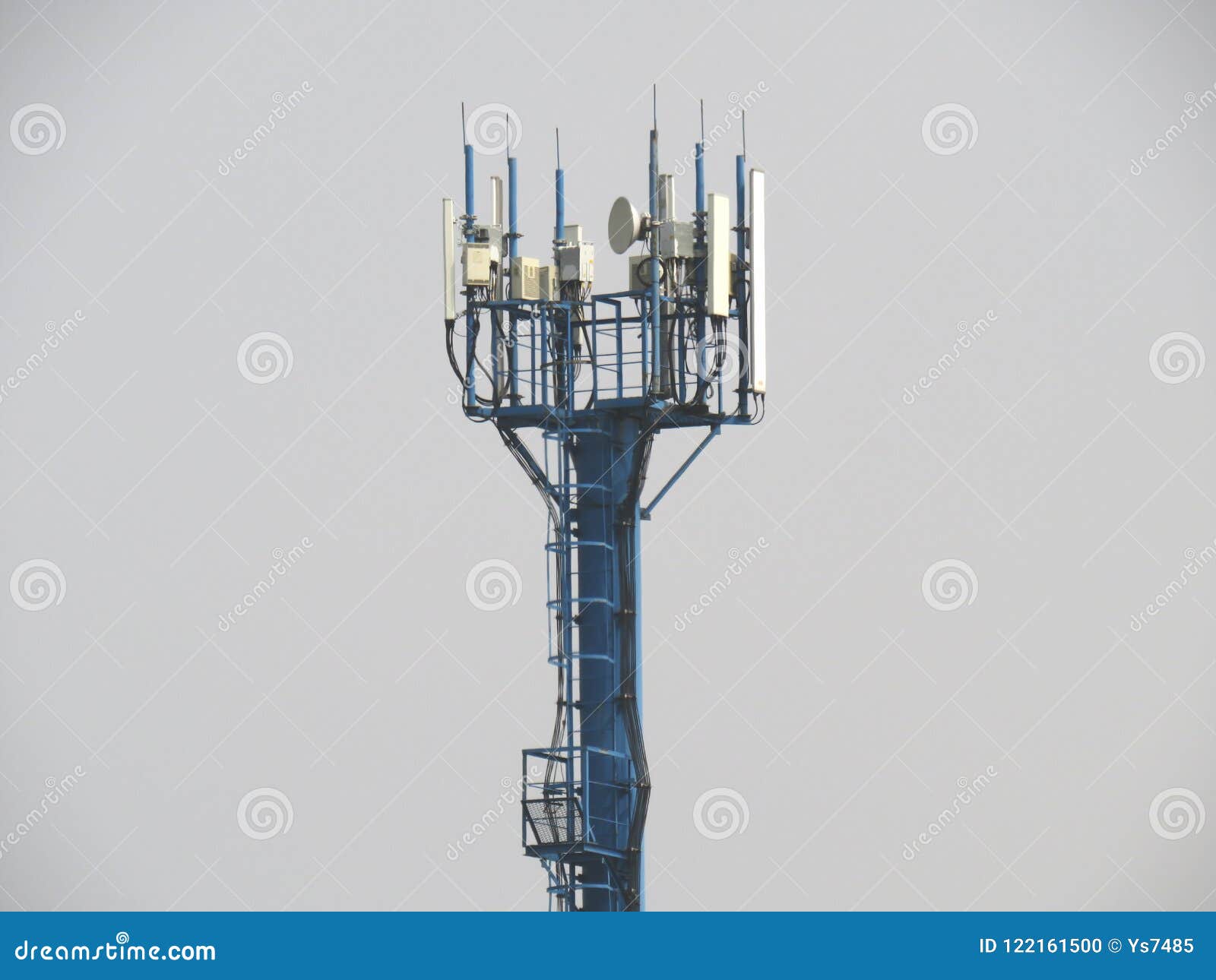 Cell Tower Radio Mast with Installed Electronic Equipment for Cellular ...