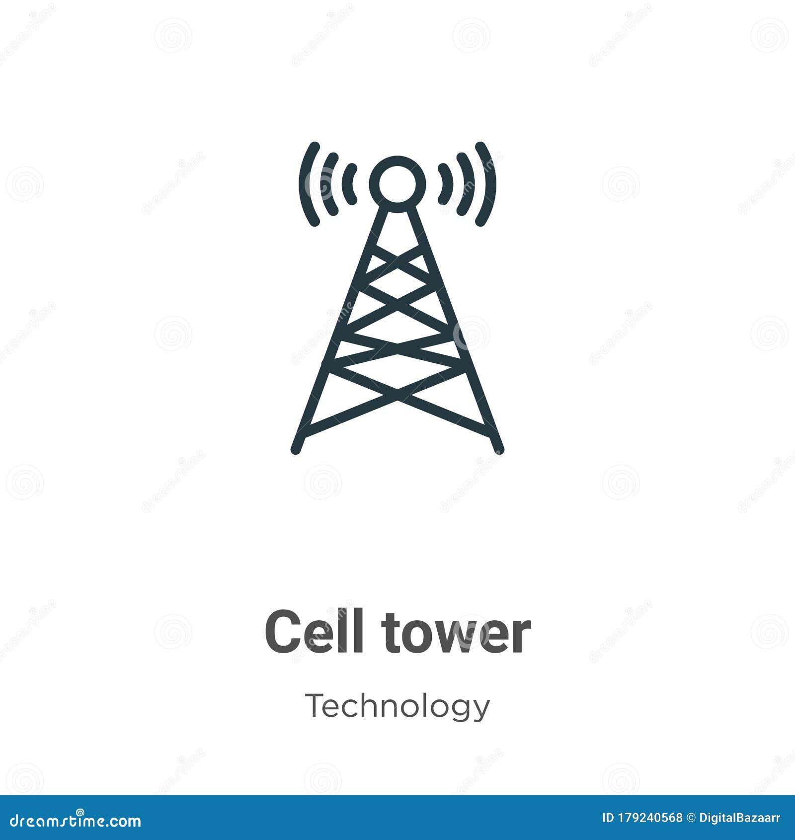 Cell Tower Outline Vector Icon. Thin Line Black Cell Tower Icon, Flat ...