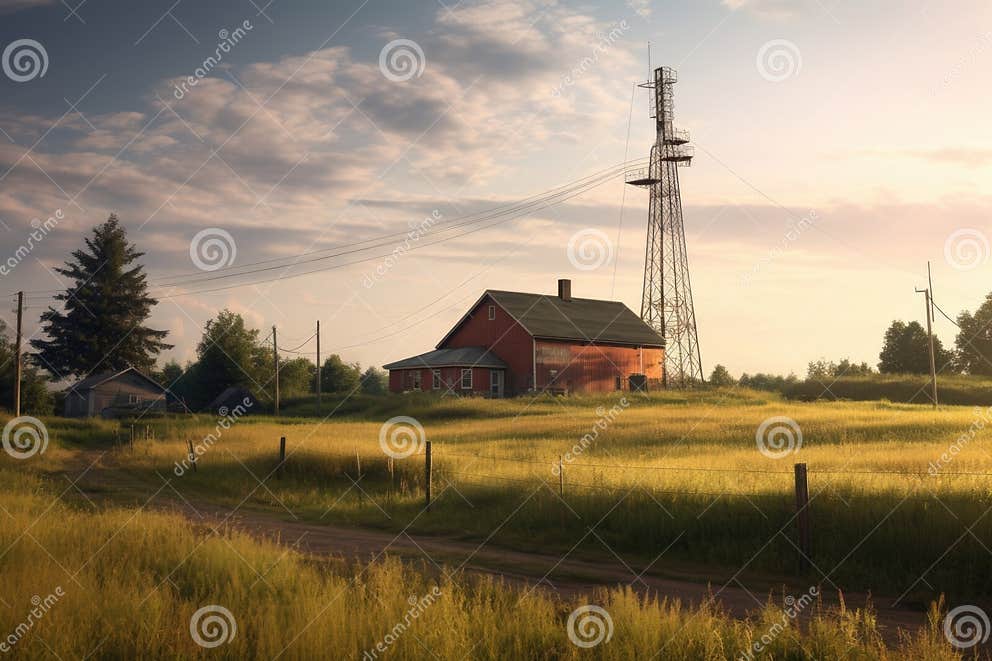 Cell Tower in a Remote, Rural Location Stock Photo - Image of ...