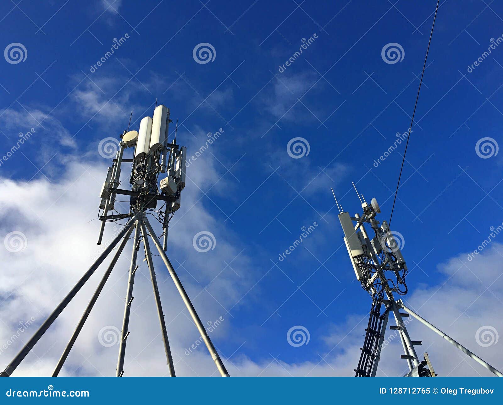 Cell Tower on the Roof of the Building Stock Image - Image of ...