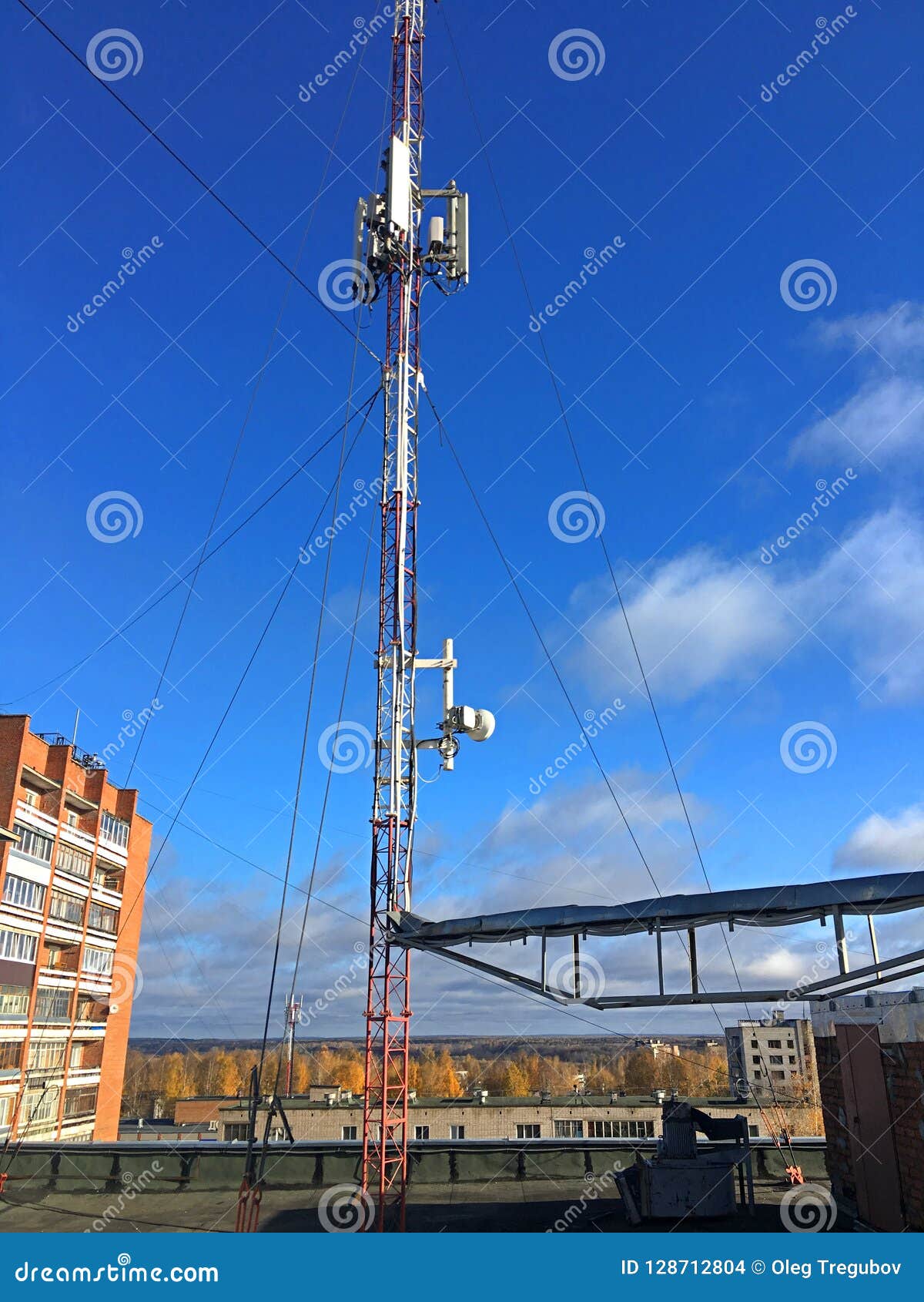 Cell Tower on the Roof of the Building Stock Photo - Image of mast ...