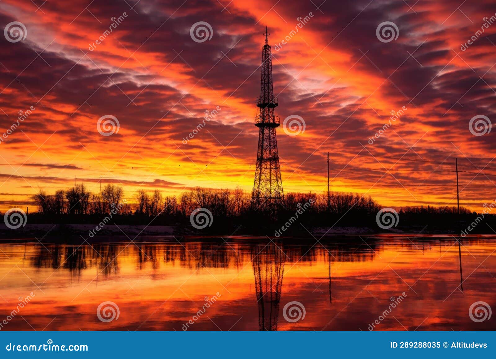 Cell Tower Silhouette Against a Dramatic Sunset Stock Image - Image of ...