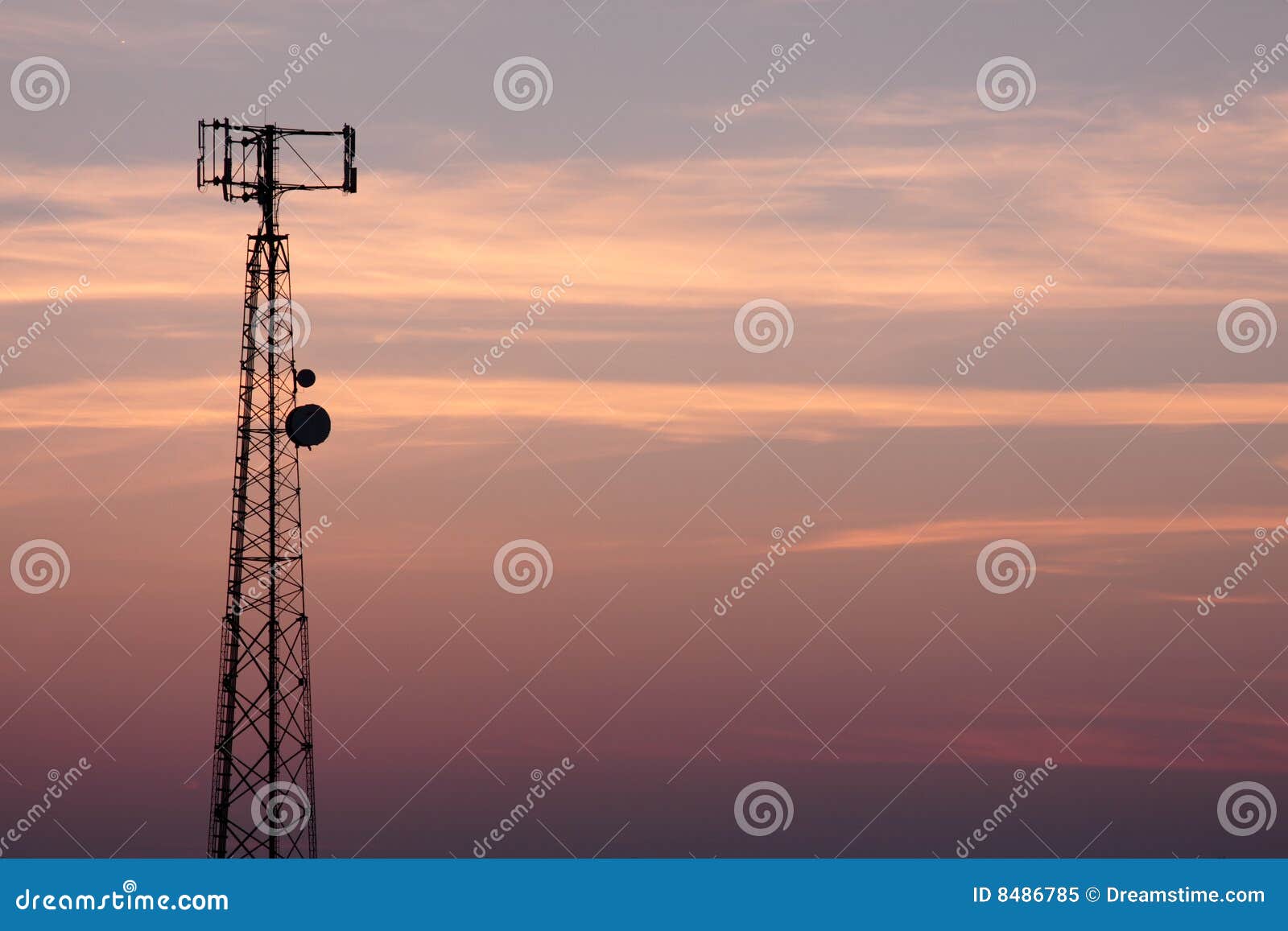 Cell Tower Silhouette Against the Pink Sky Stock Image - Image of ...