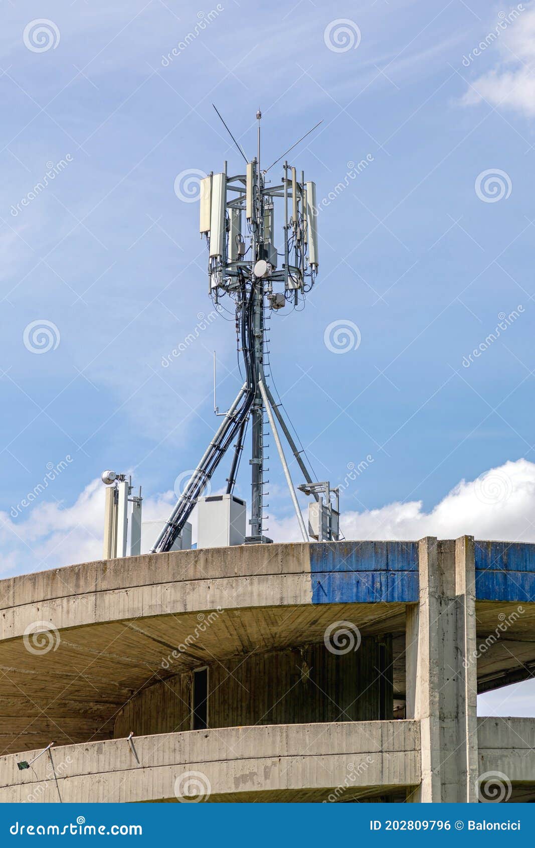 Cell Tower Spiral Ramp stock photo. Image of antenna - 202809796