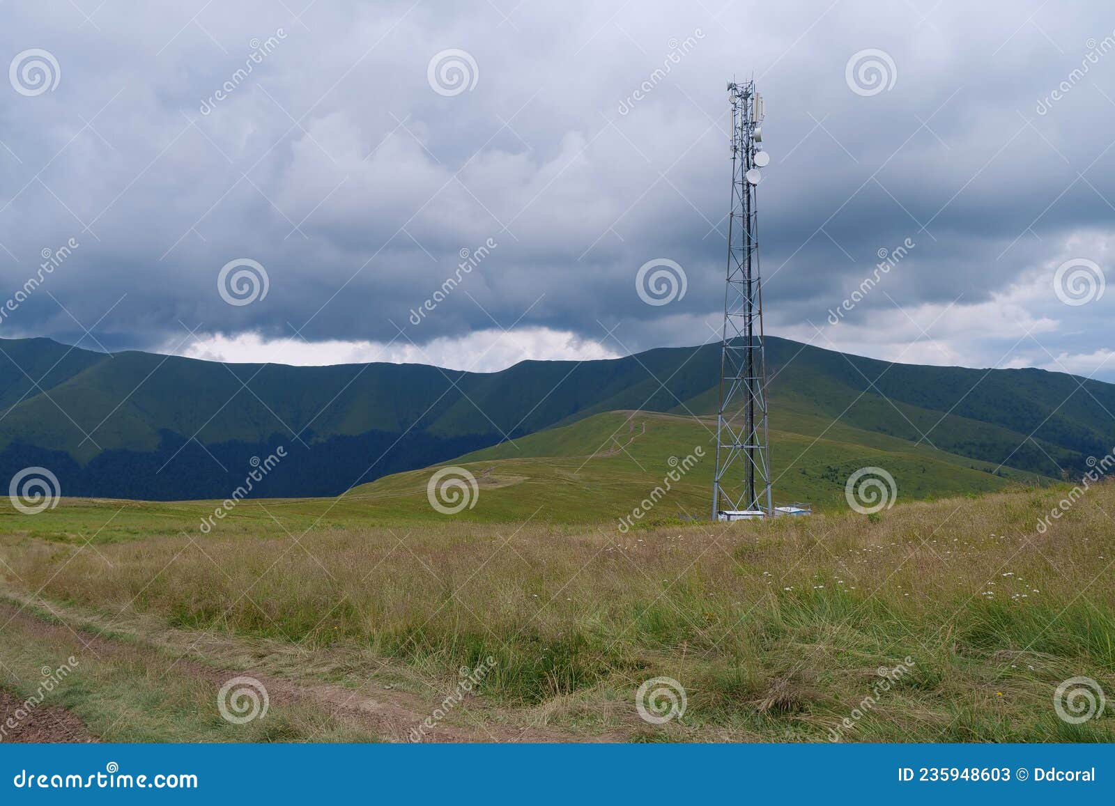 Cell Tower and Storm Clouds in the Mountains Stock Image - Image of ...